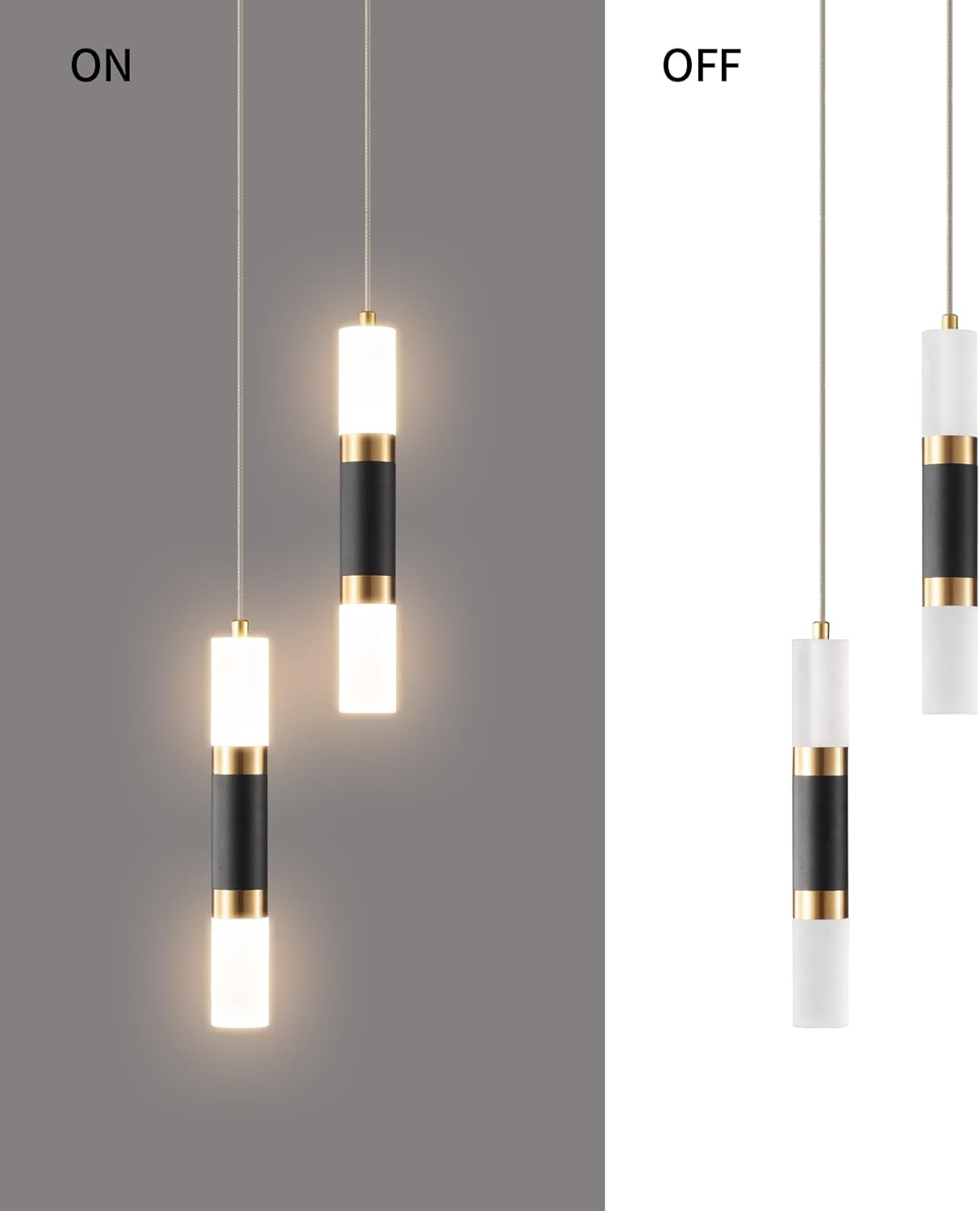 Modern Black Gold LED Pendant Lights – 2-Pack Dimmable Mini Light ...